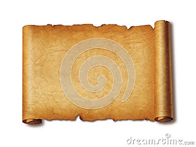 Old Mediaeval Paper Sheet. Horizontal Parchment Scroll Isolated On ...