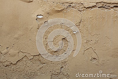 Old Ochre Painted Stucco Wall With Cracked Plaster. Background Stock ...