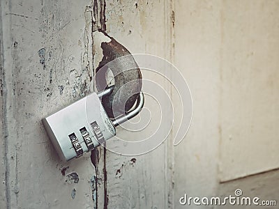 Old Padlock With Key Code On Wooden Gate Royalty-Free Stock Photo ...