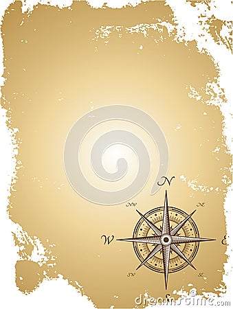 Old Paper Map With Compass. Vector Illustration Royalty Free Stock ...
