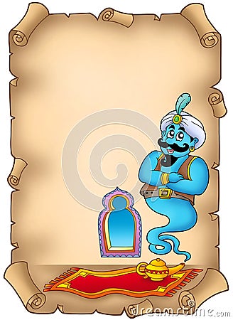 Old Parchment With Genie Royalty Free Stock Photos - Image: 12321608