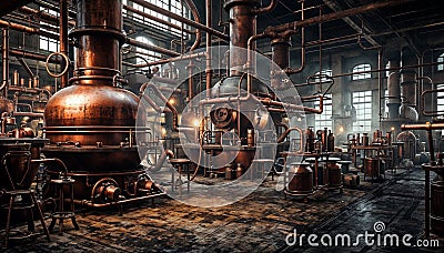 An Old Run-down Factory With Rusty Equipment And Creaky Floors Stock ...