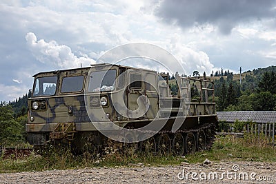 Old Rusty Soviet Military Tracked All-terrain Vehicle Stock Photo ...