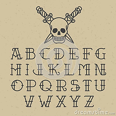 Old School Tattoo Alphabet Stock Vector - Image: 62149378