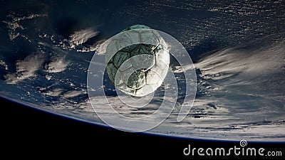 Old Soccer Ball in Space on Earth Orbit Stock Video - Video of game ...