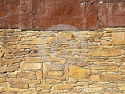 Old Stone And Tin Sheet Wall Texture. Royalty-Free Stock Photography ...