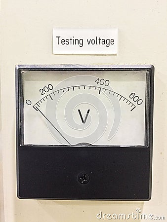 Old Style Voltmeter Gauge. Voltage Meter Of Test Room. Stock ...