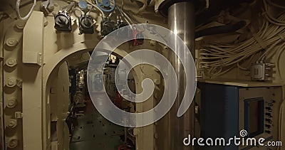 Old Submarine Periscope. Interior of Combat Submarine Compartment with ...