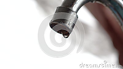 The Old Tap on the Kitchen Mixer is Leaking. Tap Water Dripping Stock ...