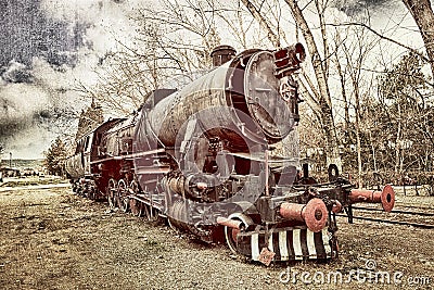 Retro Vintage Old Train Background Stock Image - Image of locomotive ...
