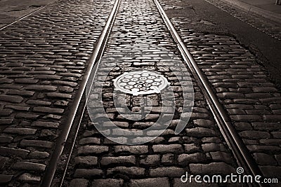 Old Trolley Tracks And Cobblestones Royalty Free Stock Images - Image ...