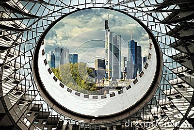 Frankfurt Modern Buildings Versus Old Architecture. Stock Photo - Image ...