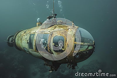 Old Rusty Submarine Is Traversing The Ocean Floor Royalty-Free Stock ...