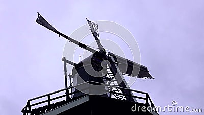 Old Windmill Working at Windy Day Stock Video - Video of energy, house ...
