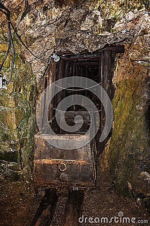 Old Wooden Mine Chart In Abandoned Mine Shaft With Wooden Timbering ...