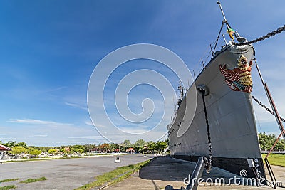 Old WWII Sloop Ship Bow With Garuda Sculpture HTMS Mae Klong Stock ...