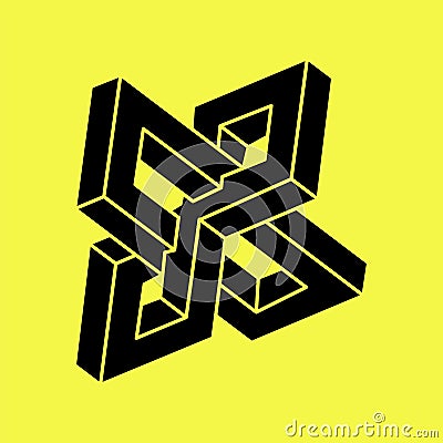 Impossible Object. Optical Illusion Shapes. 3d Illustration. Geometric ...