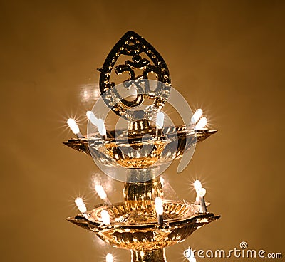 Om Indian Religious Symbol With Shining LED Lights Stock Photo - Image ...