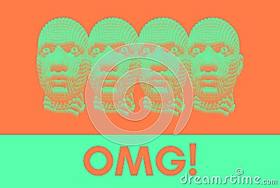 OMG! Horrible, Stress, Shock. Human Emotions, Facial Expression Concept ...