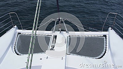Onboard Front View of Sailboat Sailing in the Deep Ocean at Daytime ...