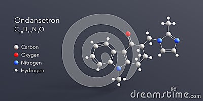 Ondansetron Molecule 3d Rendering, Flat Molecular Structure With ...