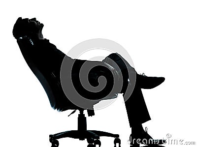 One Business Man Sitting Relaxing Silhouette Royalty Free Stock Images ...
