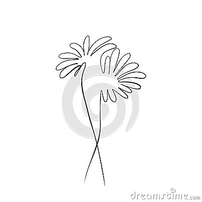 One Continuous Line Drawing. Printable Decorative Poster Common Daisy ...