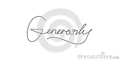 One Continuous Line Drawing Typography Line Art Of Generosity Word ...