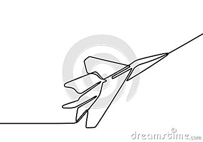One Line Drawing Of Jet Plane. Aircraft Continuous Hand Drawn ...