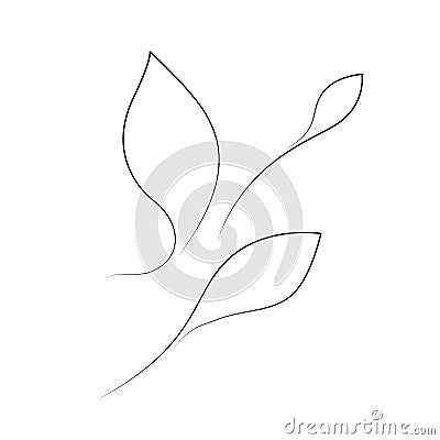 One Line Drawing Leaf. Minimal One Line Drawing Royalty-Free Stock ...