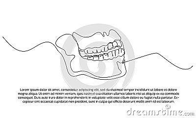 One Line Lips Sketch Poster Drawing With Frame Cartoon Vector ...