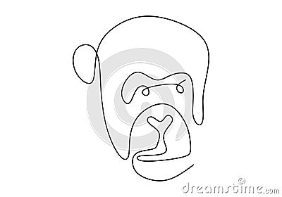 One Line Monkey Drawing. Vector Animal Chimpanzee Face | CartoonDealer ...