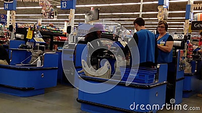 One Side Check Out Counter Inside Walmart Store Stock Footage & Videos ...