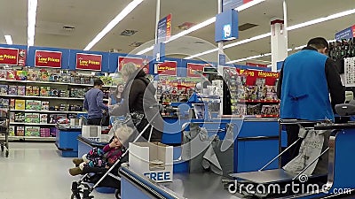 One Side of Check Out Counter Inside Walmart Store. Stock Footage ...