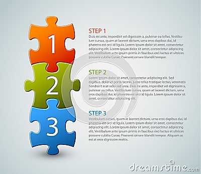 One Two Three - Vector Puzzle Pieces with Numbers Stock Vector ...