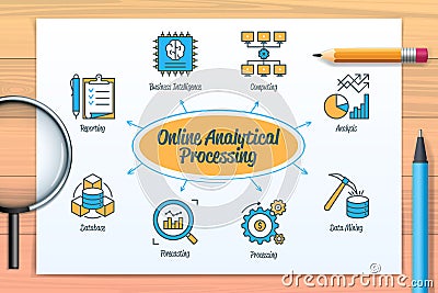 Online Analytical Processing Chart With Icons And Keywords Vector ...