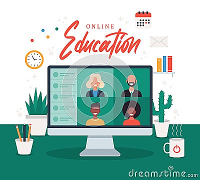 Online Education, E-learning, Online Course Concept, Home School Vector ...