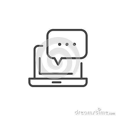 Online Messaging Line Outline Icon Vector Illustration | CartoonDealer ...