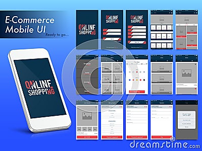 Online Shopping Mobile Apps UI, UX And GUI Layout. Stock Illustration ...