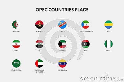 OPEC Countries Flag Icons Collection Vector Illustration ...