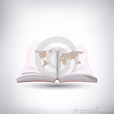 Open Book And World Map Vector Illustration | CartoonDealer.com #118857718