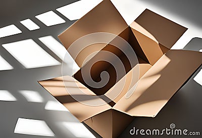 Open Cardboard Box With Layered Flaps In Sunlight Stock Image ...