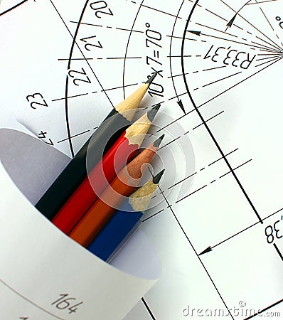 Open Drawings With A Pencil. Engineering And Design. Royalty-Free Stock ...