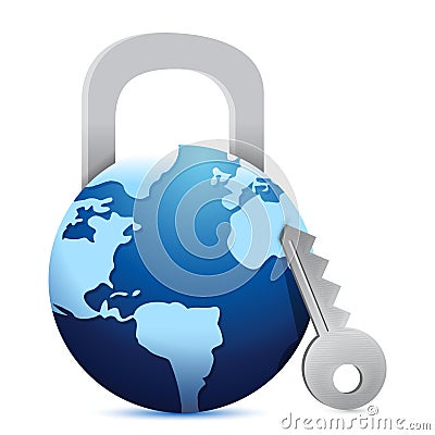 Lock and Key Globe stock vector. Illustration of protection - 25116166