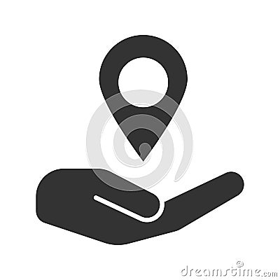 Open Hand With Map Pinpoint Glyph Icon Cartoon Vector | CartoonDealer ...