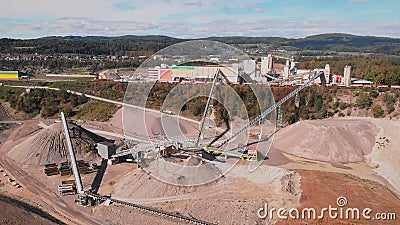 Open Mining. Drone Flying Over Granite Quarry. Open Pit Mine Stock ...