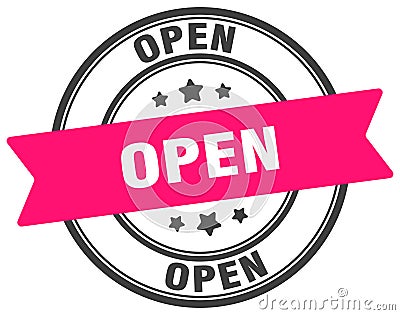Open Stamp. Open Label On Transparent Background. Round Sign Vector ...