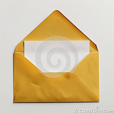 Open Yellow Envelope Isolated On White Background. With Clipping Path ...