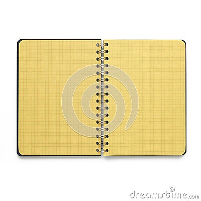 Opened Yellow Squared Diary Isolated On White Background. Study ...