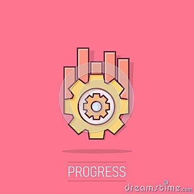 Operation Project Icon In Comic Style. Gear Process Vector Cartoon ...